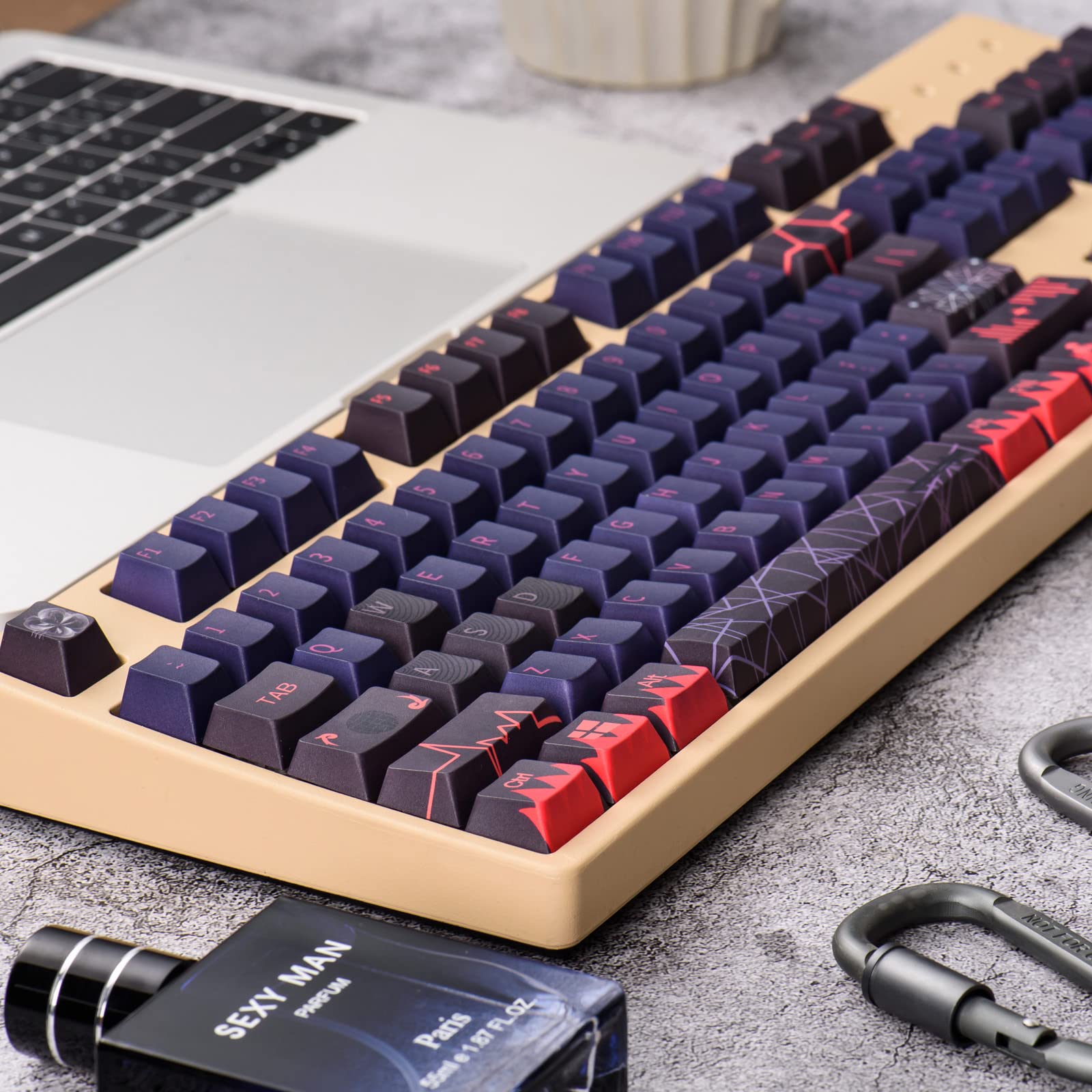 CalamariKey Dark Blue Keycaps,PBT Dye Sub Keycaps Set for Mechanical Gaming Keyboards 123 Keys US English Layout