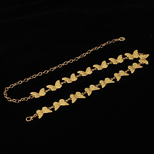 Felite Fnn Women Butterfly Skinny Waist Belt Dress Blouse Chain