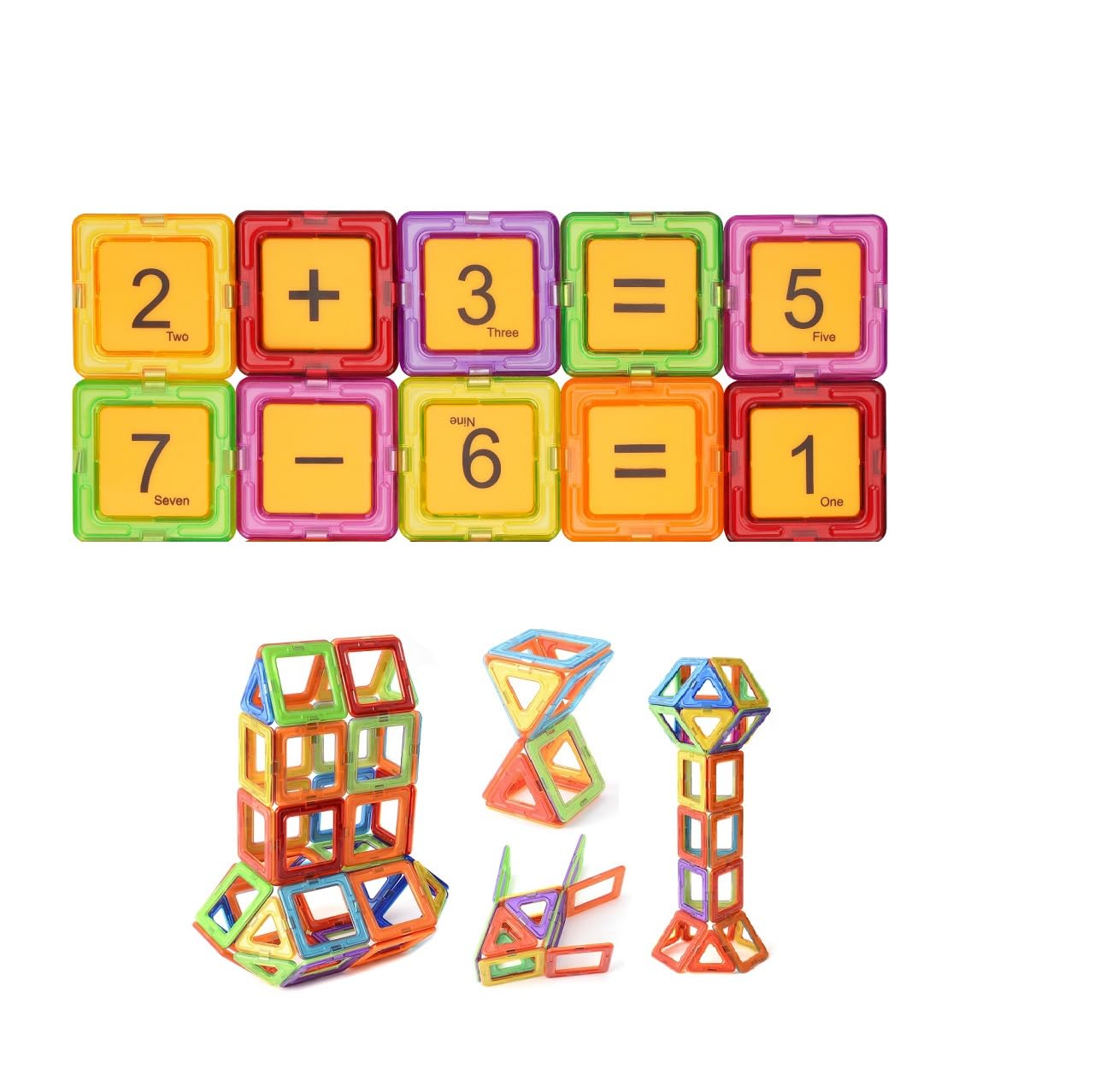 JDBF 46 pcs Magnetic Tiles Building Blocks Stem Toys for Toddlers Learning Kids Educational Construction Toys Set for Kids Ages Aged 3+