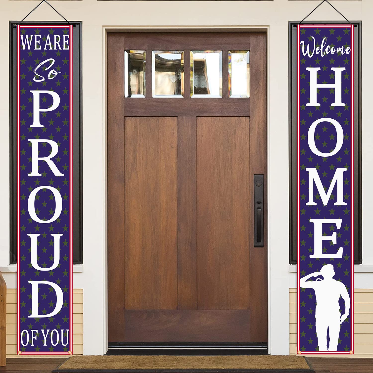 DodelyGz Military Welcome Home Banner,Patriotic Theme Deployment Returning Back Military Army Homecoming Party Decoration,Military Soilder Welcome Home Indoor Outdoor Porch Decor