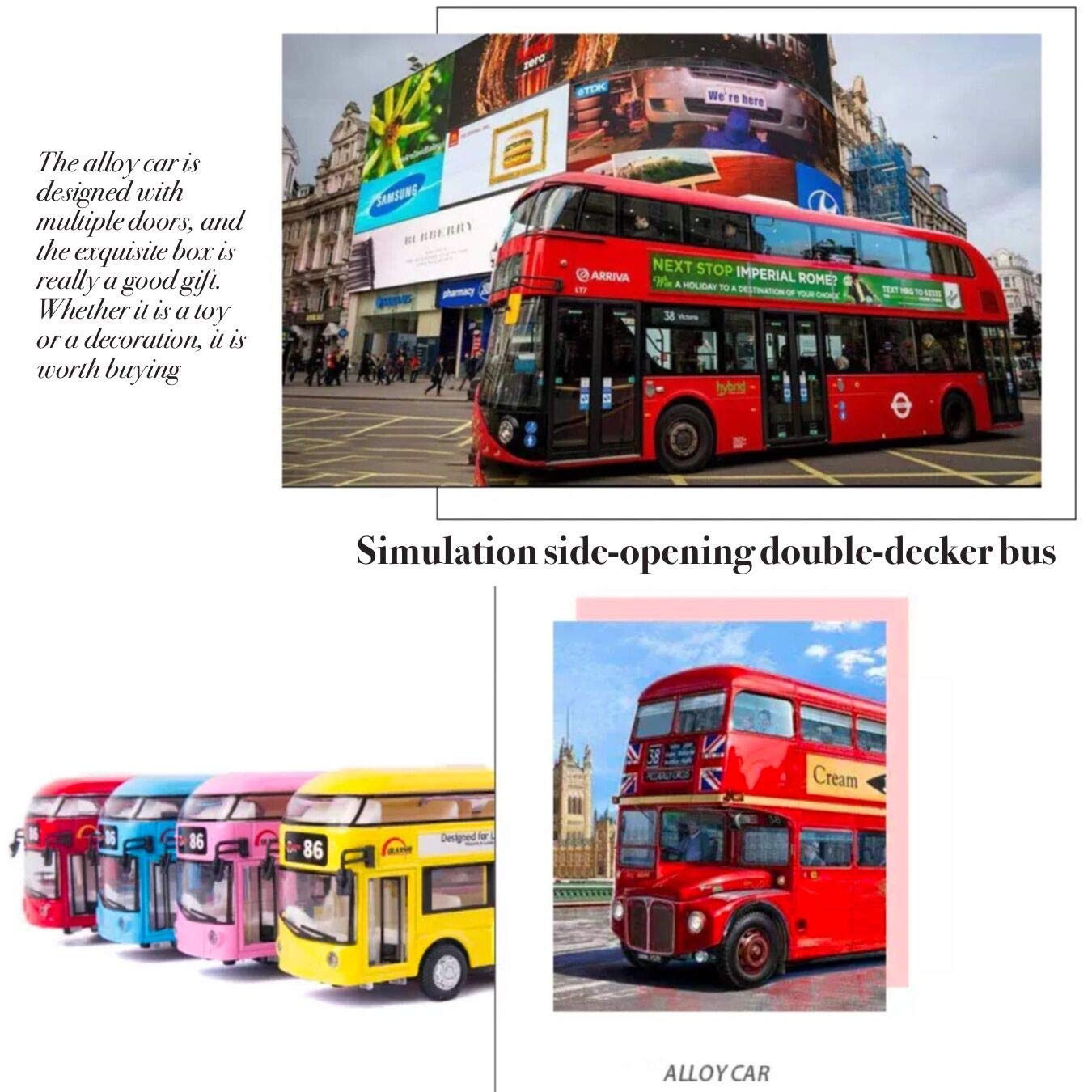 Children's Double Decker Bus Toy London Bus Model, Boy Toy Car Alloy Bus Model (Size : London Bus)