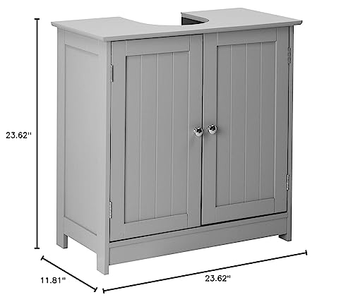 Bonnlo Pedestal Under Sink Storage Bathroom Vanity with 2 Doors Traditional Bathroom Cabinet Space Saver Organizer 23 5/8" x 11 7/16" x 23 5/8" (L x W x H) (Grey)