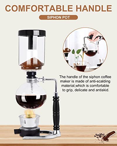 YUCHENGTECH Siphon Syphon Coffee Maker Tabletop Glass Siphon Pot Glass Technica Syphon Coffee Maker Siphon Vacuum Coffee Maker(5 Cups(600ml))