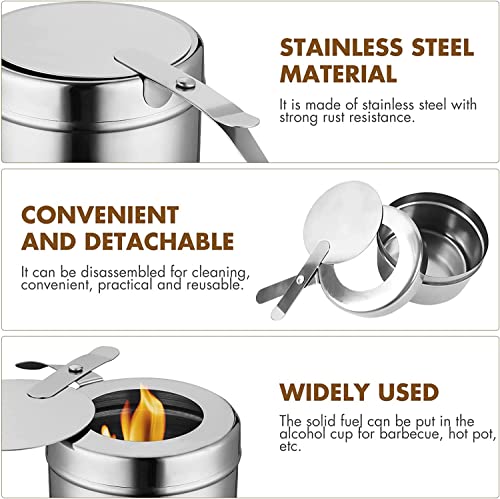 DOITOOL 6Pack Stainless Steel Fuel Holders, Chafing Fuel Holders with Cover, Fuel Holder for Chafing Dish, and Buffet, Barbecue, Party Supplies