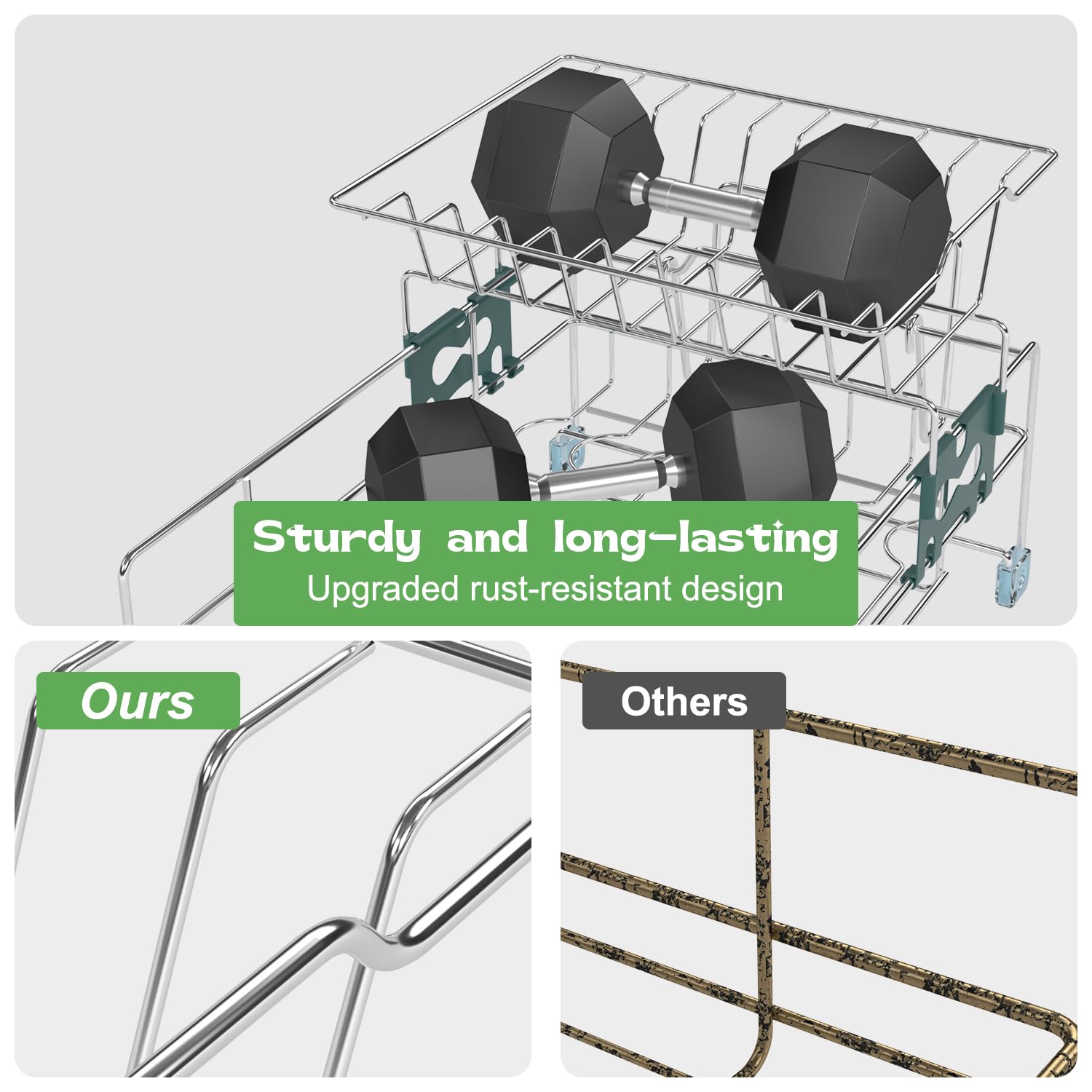 slhsy Dish Drying Rack - Large Capacity Stainless Steel Dish Rack for Kitchen Counter, 2-Tier Detachable Kitchen Organizers and Storage Rack with Drainboard and Cutlery Holder, Silver