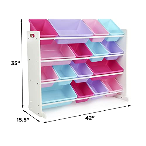 Humble Crew, White/Blue/Pink/Purple Extra-Large Toy Organizer, 16 Storage Bins
