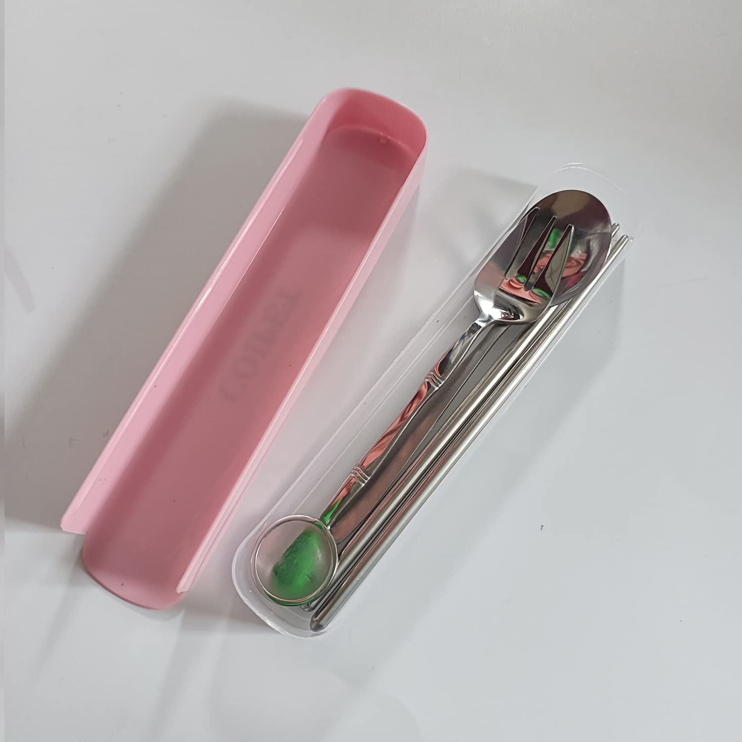 COIPET -Dishware,Cutlery chopsticks spoon set student portable office worker chopsticks box cute stainless steel fork three-piece set single