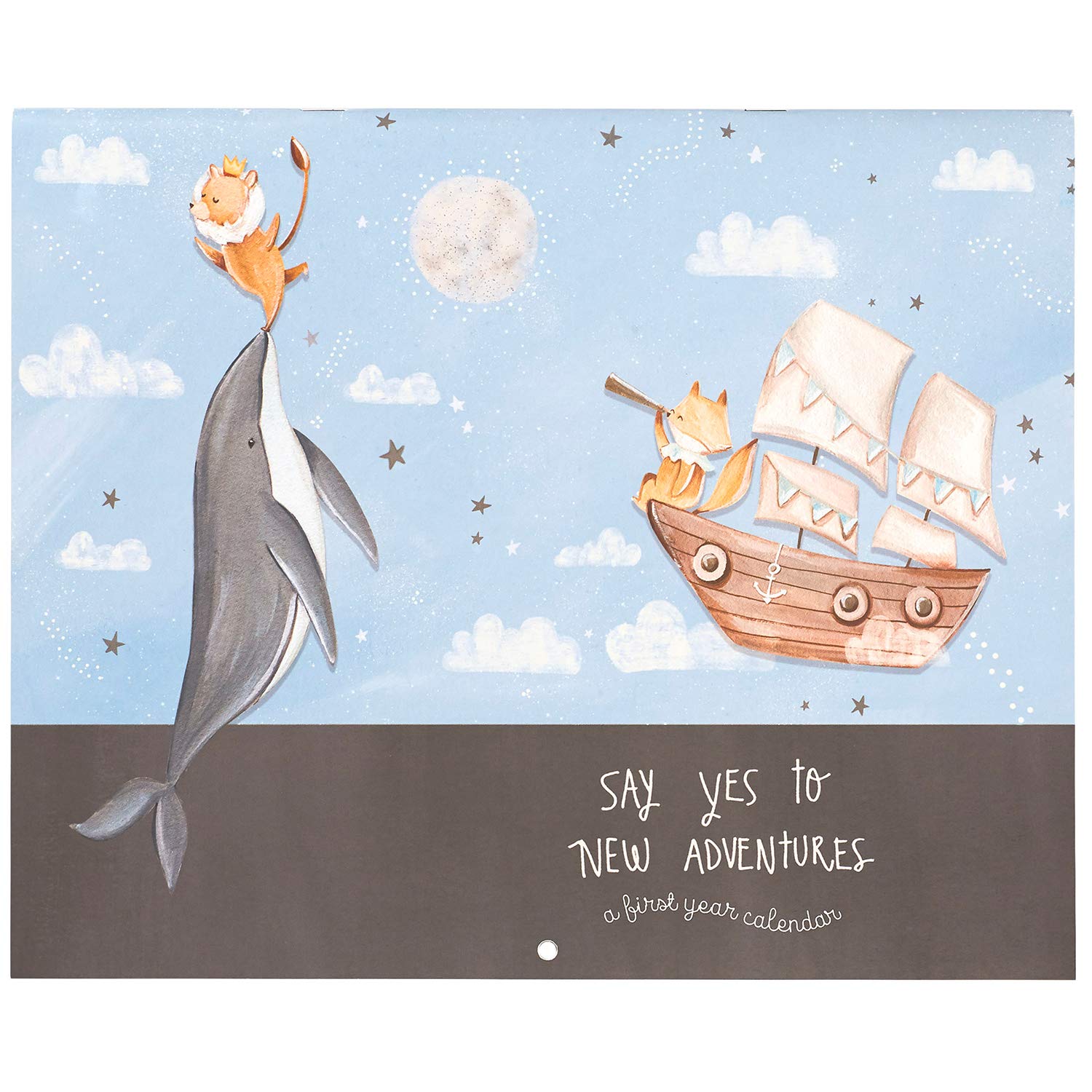 C.R. Gibson ''Say Yes to New Adventure'' Nautical Baby's First Year Calendar for Boys, 32 Pages, 11'' x 18''