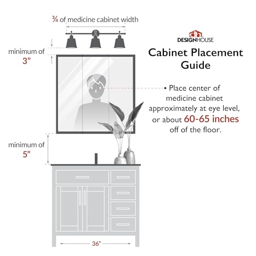 Design House 25 Inch Cyprus Bathroom Medicine Cabinet, Wall Mounted, Mirror, Clear Gloss, 590331
