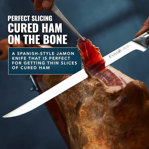 Cutluxe Ham Knife 12" - Spanish Style Meat Slicer, Carving Serrano Ibérico & Italian Prosciutto - Premium High Carbon Stainless Steel Blade - Ergonomic Black Handle - Artisan series