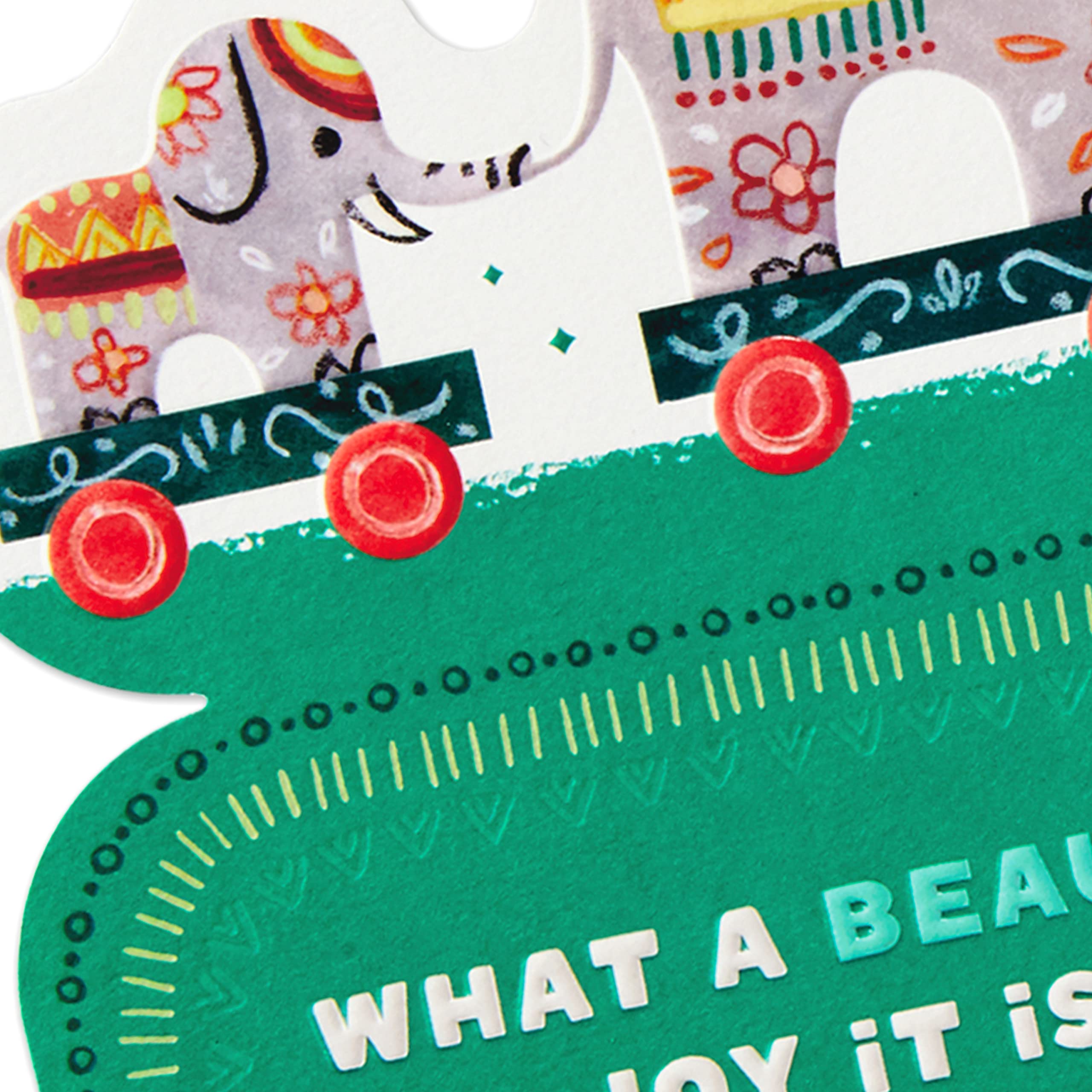 Hallmark Golden Thread Pack of 2 Baby Shower Cards (Elephants, Safari Animals) (899RZP1401)