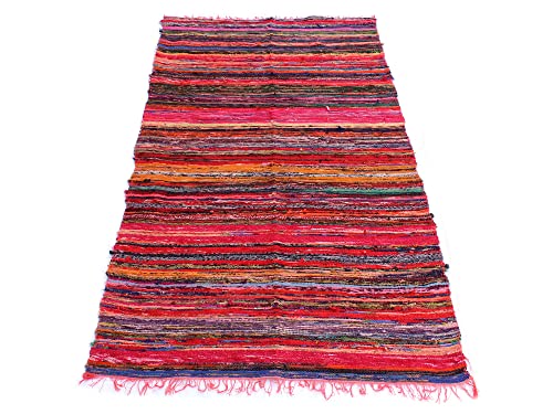 Handmade Braided Chindi Rug, Rag Rug, Area Rug, Carpet Rug, Runner Rug 3x5 Foot, 4x6 Foot, 5x7 Foot, Multi Color Rug (3x5 Foot)