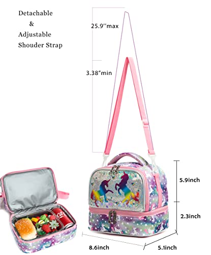 MOHCO Kids Lunch Bag Insulated Bento Cooler Bag Two compartments Cooler for Boys and Girls with Adjustable Strap Travel Lunch Tote