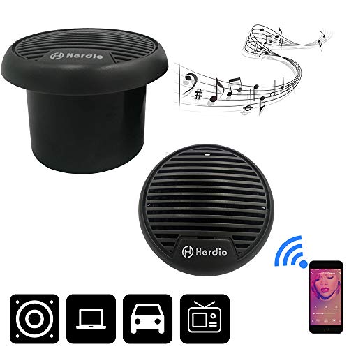 Herdio 3" inch Marine Bluetooth Speakers Boat Motorcycle Hot tub Stereo with Max Power 140 watt(A Pair) (Gray)