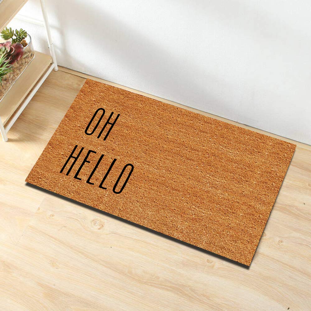 MOMOBO Funny Doormat Custom Indoor Doormat -Oh Hello Funny Front Mats Home and Office Decorative Entry Rug Garden/Kitchen/Bedroom Mat Non-Slip Rubber 23.6 x15.7 Inch