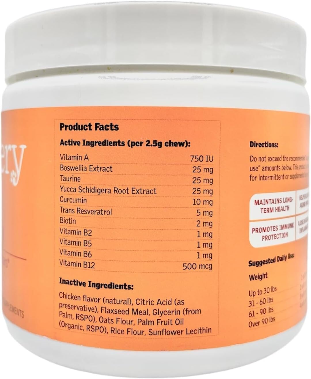 Furevery Chewable Dog Vitamins and Supplements β Daily Longevity Multivitamin for Dogs with Curcumin, Taurine, Trans-Resveratrol β Essential Vitamins for Dogs to Support Wellness and Vitality