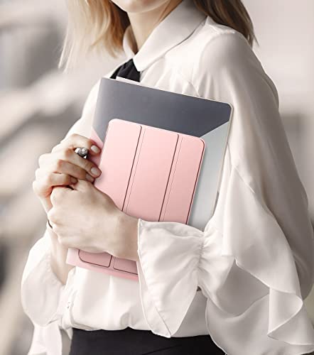 MoKo Case Fits All-New Amazon Kindle Fire HD 8 & 8 Plus Tablet(12th Generation/10th Generation, 2022/2020 Release) 8",Trifold Stand Cover with Translucent Backshell with Auto Wake/Sleep,Rose Gold