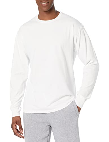 Hanes Originals Long Sleeve Garment Dyed T-Shirt, 100% Cotton Tees for Men, White