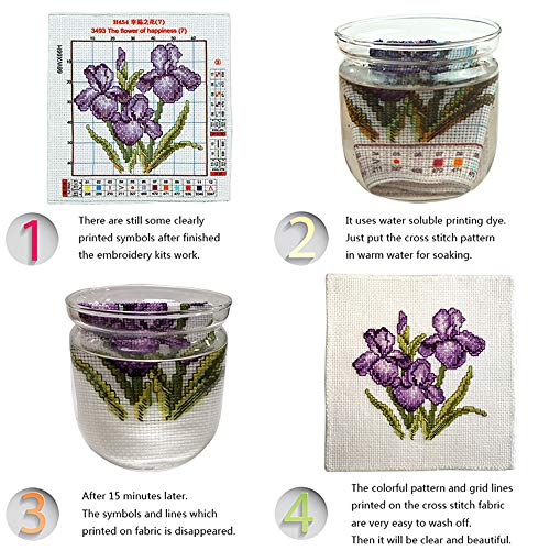 Joy Sunday Cross Stitch Stamped Kits Full Range of Embroidery Starter Kits Beginners 11CT 3 Strands-Abstract Fox 7.5×8(inch)