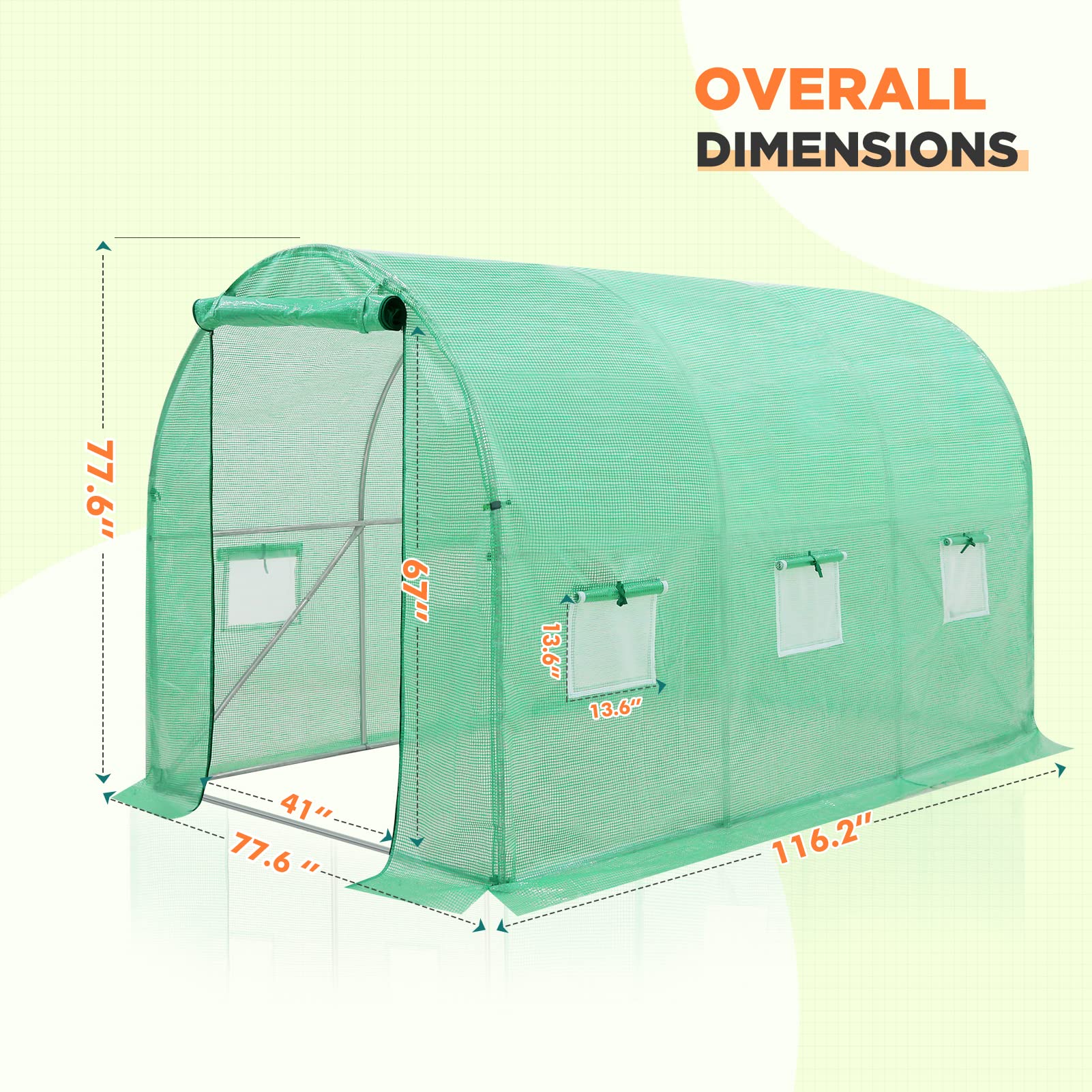 EAGLE PEAK Mini 4 Tier Greenhouse withWheels & Wire Shelves, Portable 28"x19"x67' 'Indoor & Outdoor Green House with Roll-Up Zipper Door,Clear/Green PE Cover