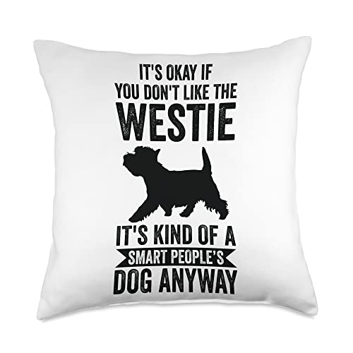 Funny Westie Gift for Men & Women It's A Smart People's Dog Anyway-Westie Throw Pillow, 18x18, Multicolor