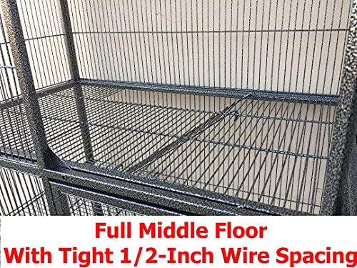 Extra Large Two Full Story Tight 1/2-Inch Bar Spacing Double Large Front Doors for Feisty Ferret Chinchilla Rat Mouse Hamster Gerbil Small Animals Critters Rolling Stand Cage