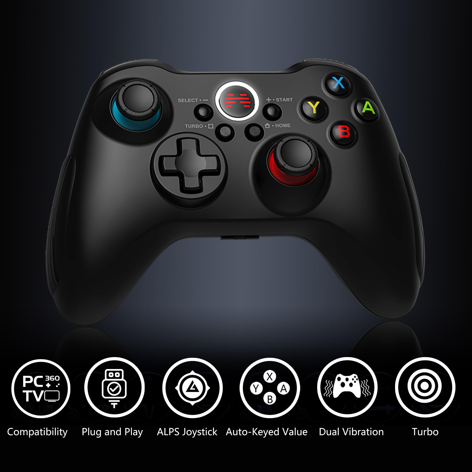 BEITONG Asura 2NS Wired PC Controller, Gaming Dual Vibrate Gamepad For Windows 7 8 10 11 Steam Deck,Dual Vibration,Turbo Function, E-sport Level Joysticks