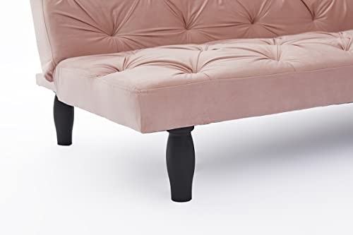 GPCRAC Convertible Folding Sofa Bed, Futon Sofabed with 3 Adjustable Positions for Living Room, Home, Office Dorms, Compact Living Spaces (Pink)