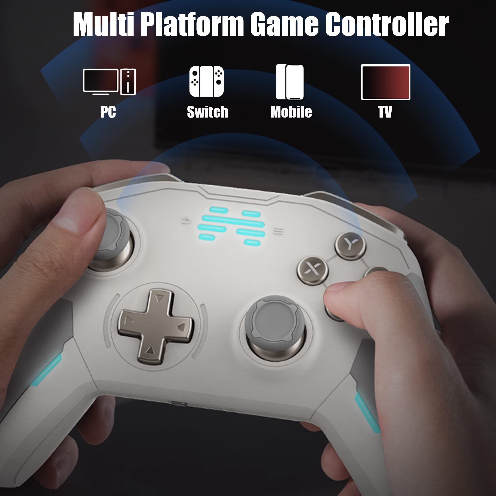 BEITONG Zeus PC Switch Game Controller Android iOS Mobile TV Bluetooth Wireless Gamepad Gaming,1000mAh/6 Axis Somatosensory Control/Macro Program/Configurable Button/3 Joysticks ABXY Replaceable (Zeus Platinum)