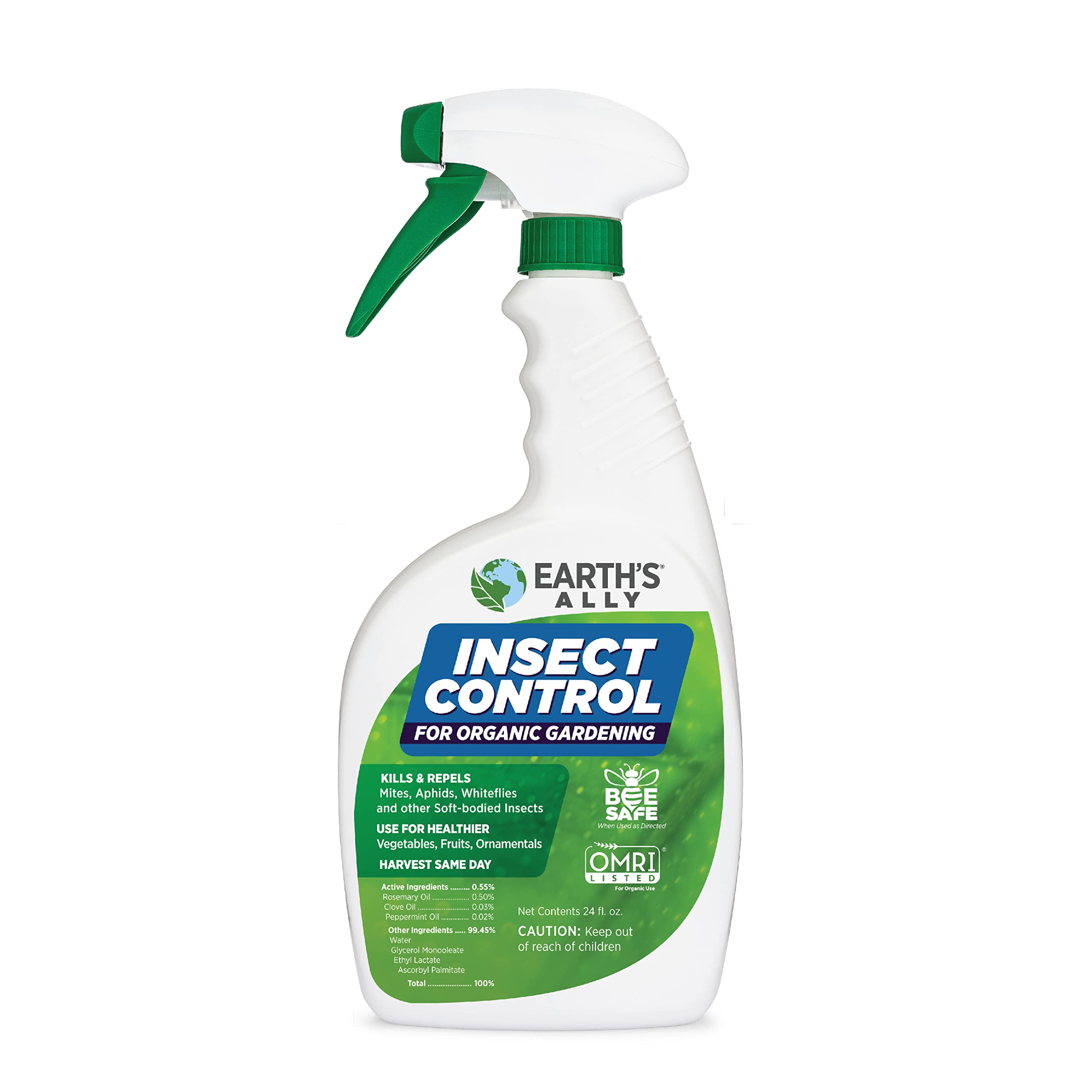 Earth's Ally Insect Control for Plants | Safe Outdoor & Indoor Plant Insecticide, Spider Mite, Aphid & Mealybug Killer - Effective Spray for Organic Garden & Household Plants, Ready-to-Use, 24oz
