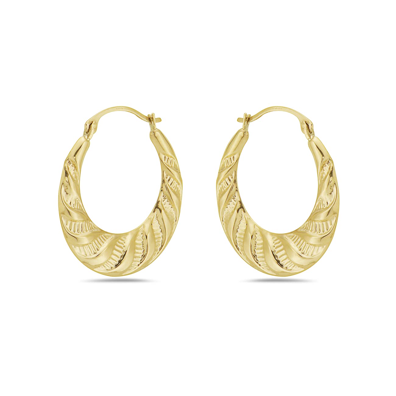 BSD Treasure 14K Gold Diamond Cut Hoop Earrings - Dangle Metal Earrings for Women - Hypoallergenic