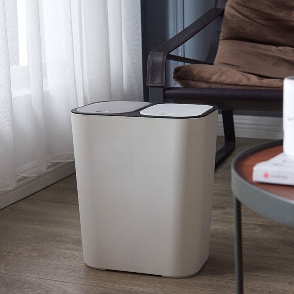Kisangel 1pc Dual Trash Can for Recycling and Trash Garbage Can with Lid Trash Can Kitchen(15L)