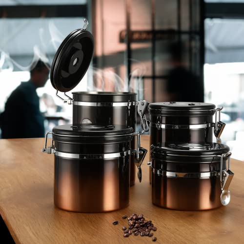 malmo Gradient Coffee Canister,Airtight Coffee Container with Date Tracker Lid, Stainless Steel Canister for Kitchen Food Storage 9oz, Copper Gradient
