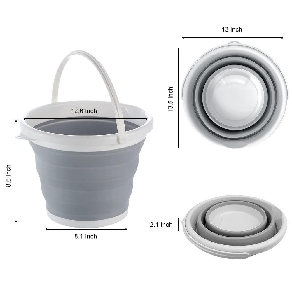 Collapsible Bucket with Handle - Buckets for Cleaning Foldable Pail Bucket Collapsible Strong Flexible Sturdy Handle for Hiking,Backpacking,Camping,Outdoor Survival
