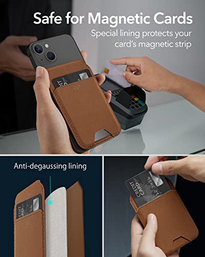 ESR HaloLock Vegan Leather Wallet Stand Classic Kickstand Case with HaloLock Compatible with iPhone 14 Pro Max Case, MagSafe-Compatible Case with Stand, Military-Grade Protection
