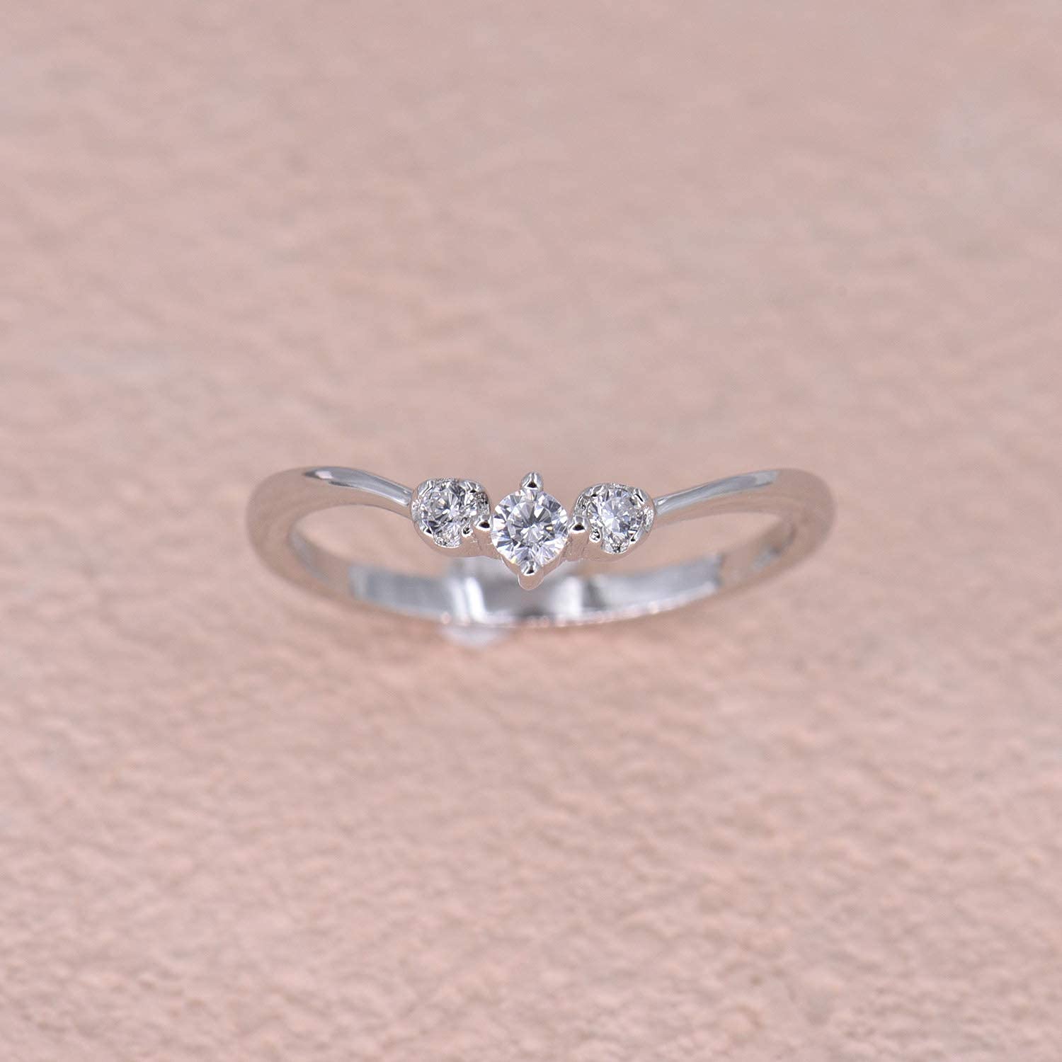 Blossom and Hue 18K Gold Plated Sterling Silver & Cubic Zirconia Curved Wedding Band