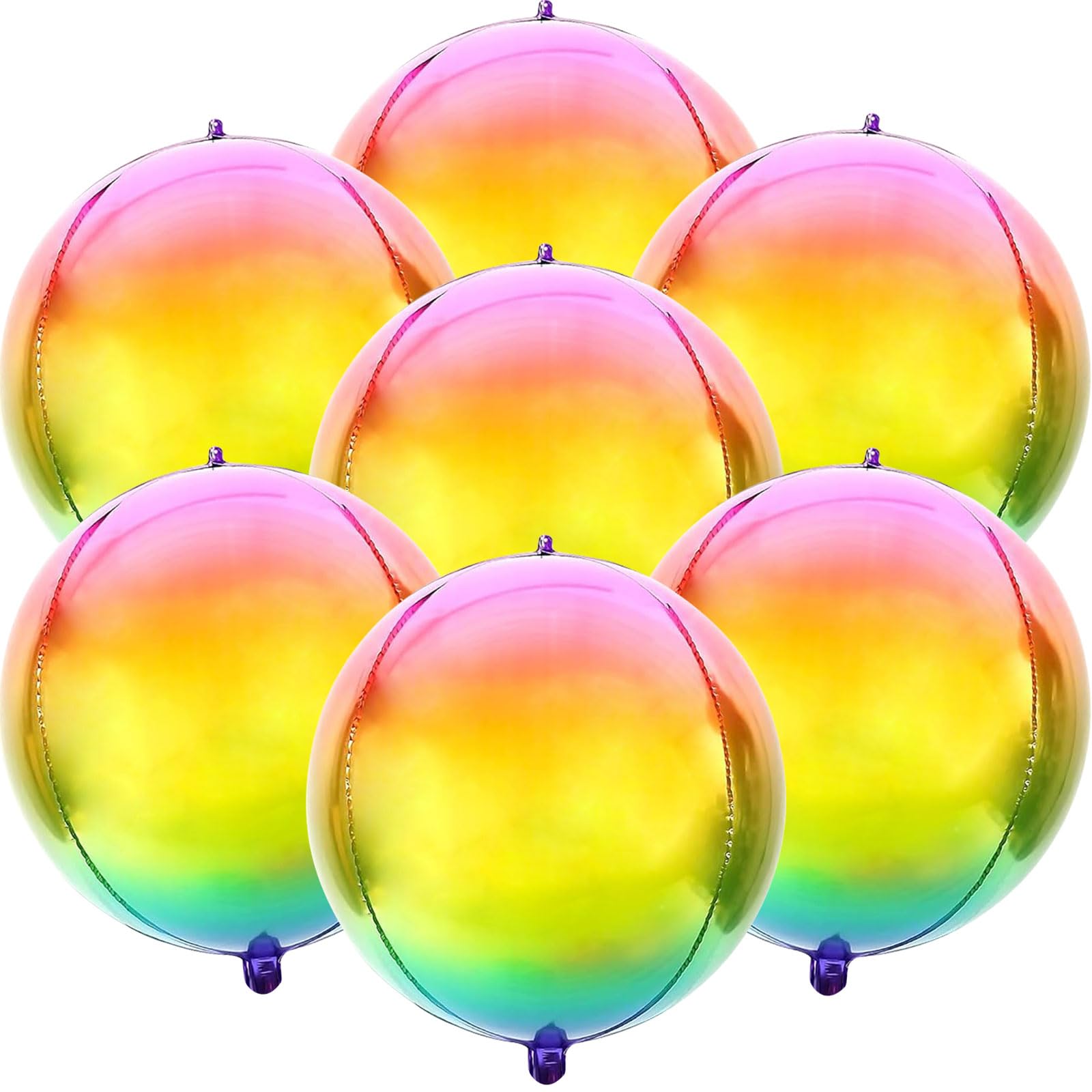 Colorful Rainbow Foil Balloons, 4D Gradient Rainbow Balloons, 22 Inch Tie Dye Balloons for Birthday Party, Summer Balloons Rainbow Mylar Balloons Rainbow Birthday Balloons Decorations 7 Pack