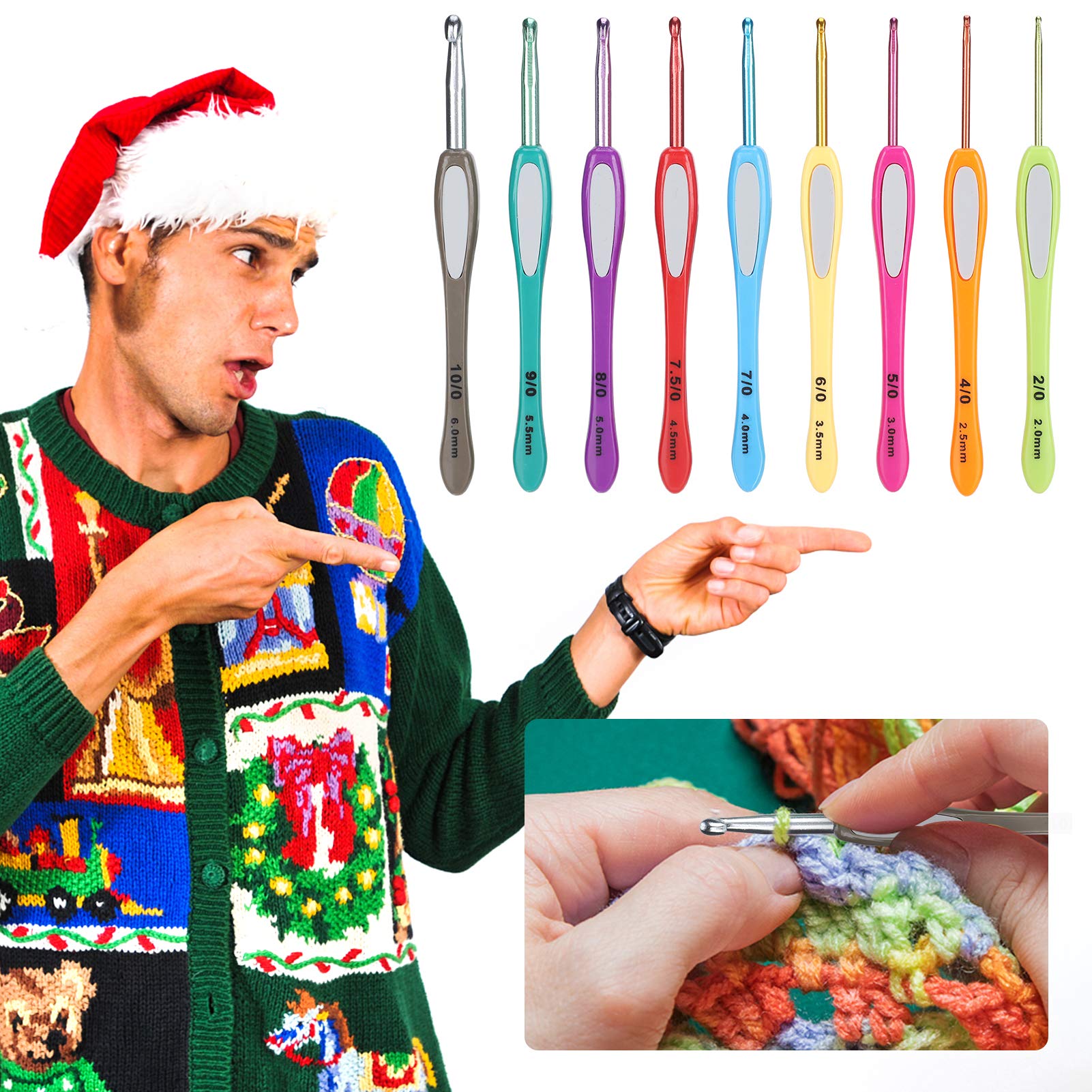 BTER Crochet Hooks, Knitting Needles Kit 9Pcs Crochet Hook Set Crochet Needles Crochet Kit, for Yarn Sewing Knitting Craft