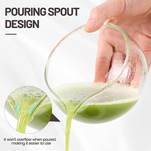 Textured Glass Matcha Bowl With Pouring Spout - Handmade Japanese Style Matcha Green Tea Ceremony Chawan 400ml 13.5 oz Big Glass Salad Porridge Juice Bowl Cup