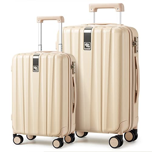 Hanke 20/29 Inch 2 Piece Luggage Sets PC Lightweight Hardshell Suitcases with Spinner Wheels & TSA Lock, Extra Large Rolling Travel Luggage, Nestable Storage 2 Piece Set 20/29(Cuba Sand)