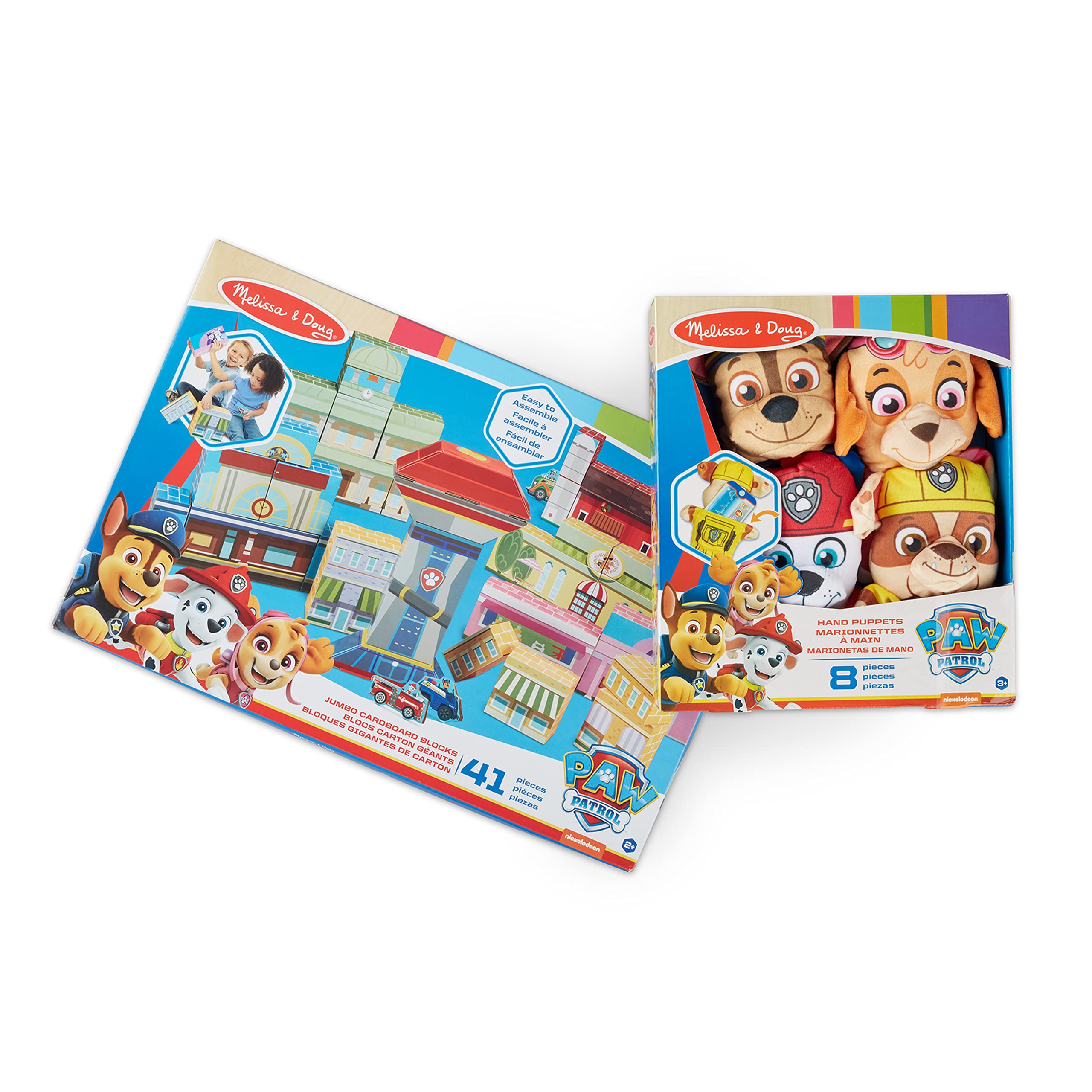 Melissa & Doug PAW Patrol Hand Puppets (4 Puppets, 4 Cards) - PAW Patrol Puppets Pretend Play for Kids