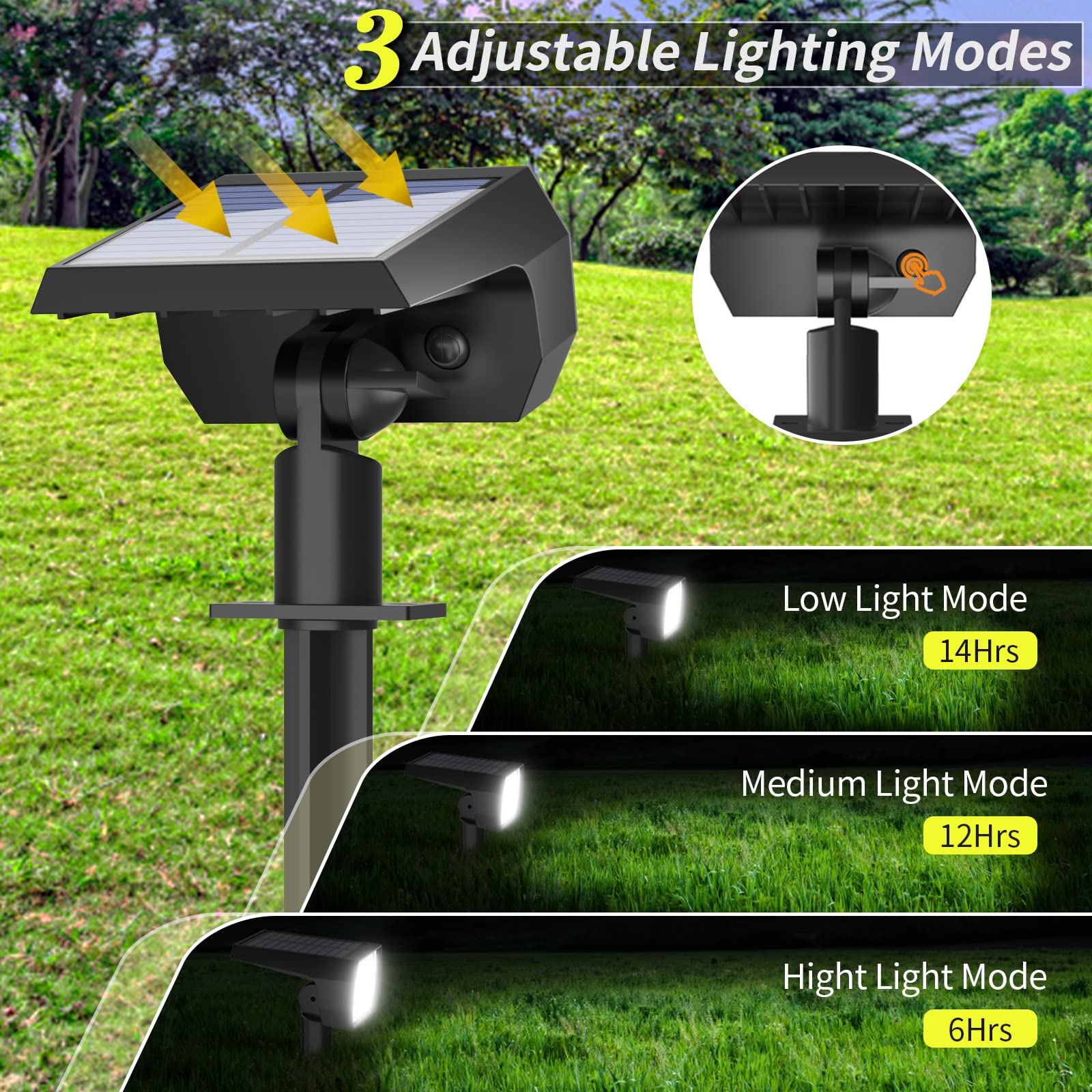 Solar Spot Lights Outdoor, Solar Landscape Spotlights, 56 LED, IP65 Waterproof, 3 Lighting Modes,Solar Lights Outdoor for Garden Yard House Walkway Driveway Porch Patio Tree [Cool White 4 Pack]