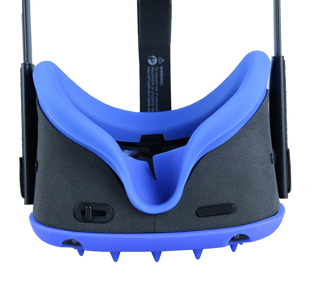 MASiKEN Silicone Mask Cover & Face Cushion for Oculus Quest, Head Cover Protection Skin Cap, Face Pad Replacement Accessories Shock-Resistant Sweatproof Lightproof (Blue)