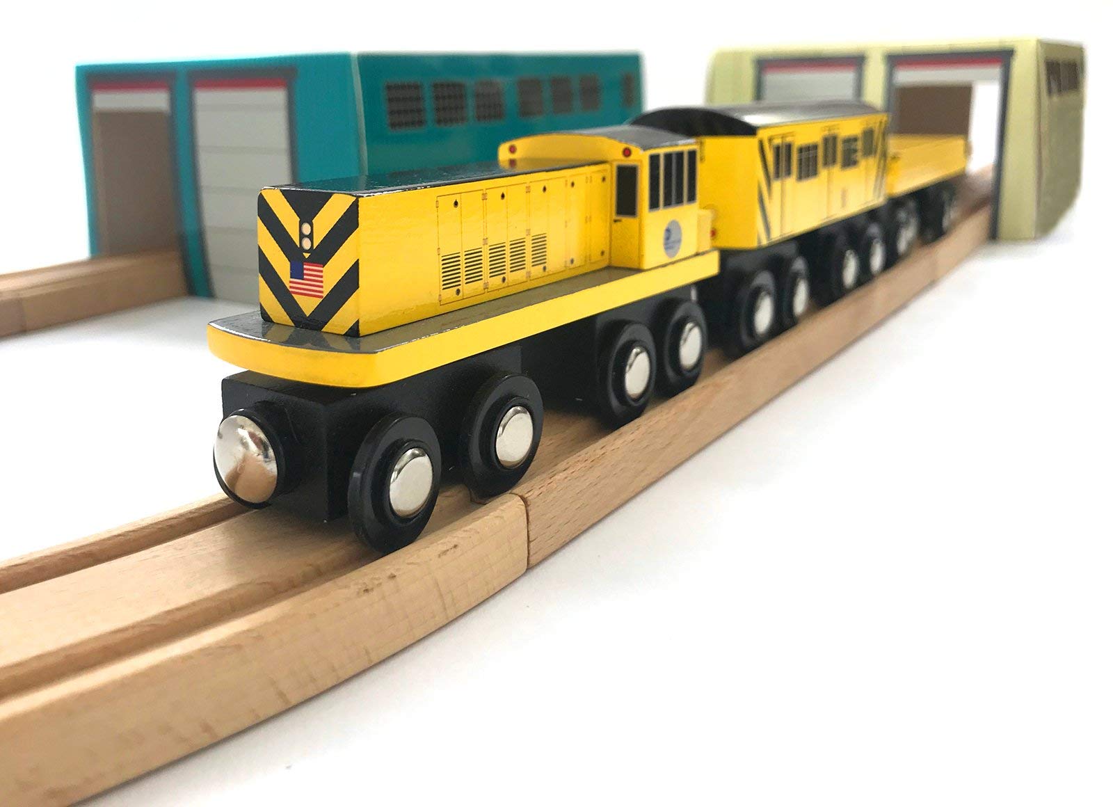 MUNI PALS Munipals New York City Subway Wooden Railway Work Train and Sheds Set–Child Safe and Tested Wood Toy Trains