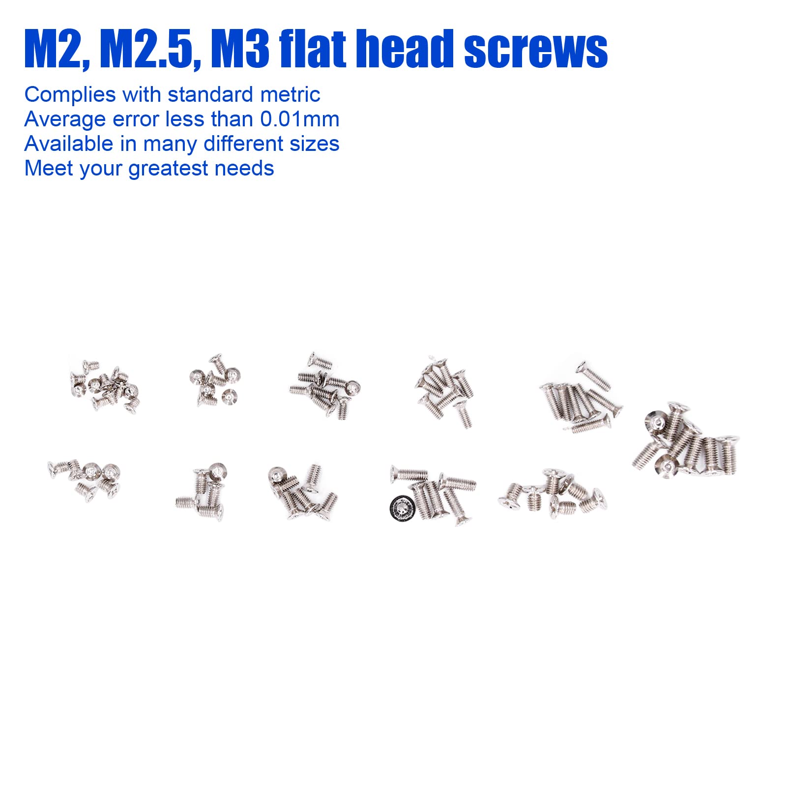 ComputerScrew, Carbon Steel ComputerScrews Kit Flathead M2M2.5M3 Tight Even Threads with ScrewdriverBrush for Notebook for Serviceman