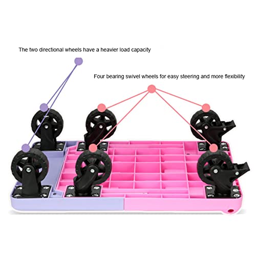 Collapsible Trolley, Aluminum Folding Cart with Wheels,Platform Truck Compact Flatbed Cart for Warehouse, Restaurant, Shops Factories and Home,Pink