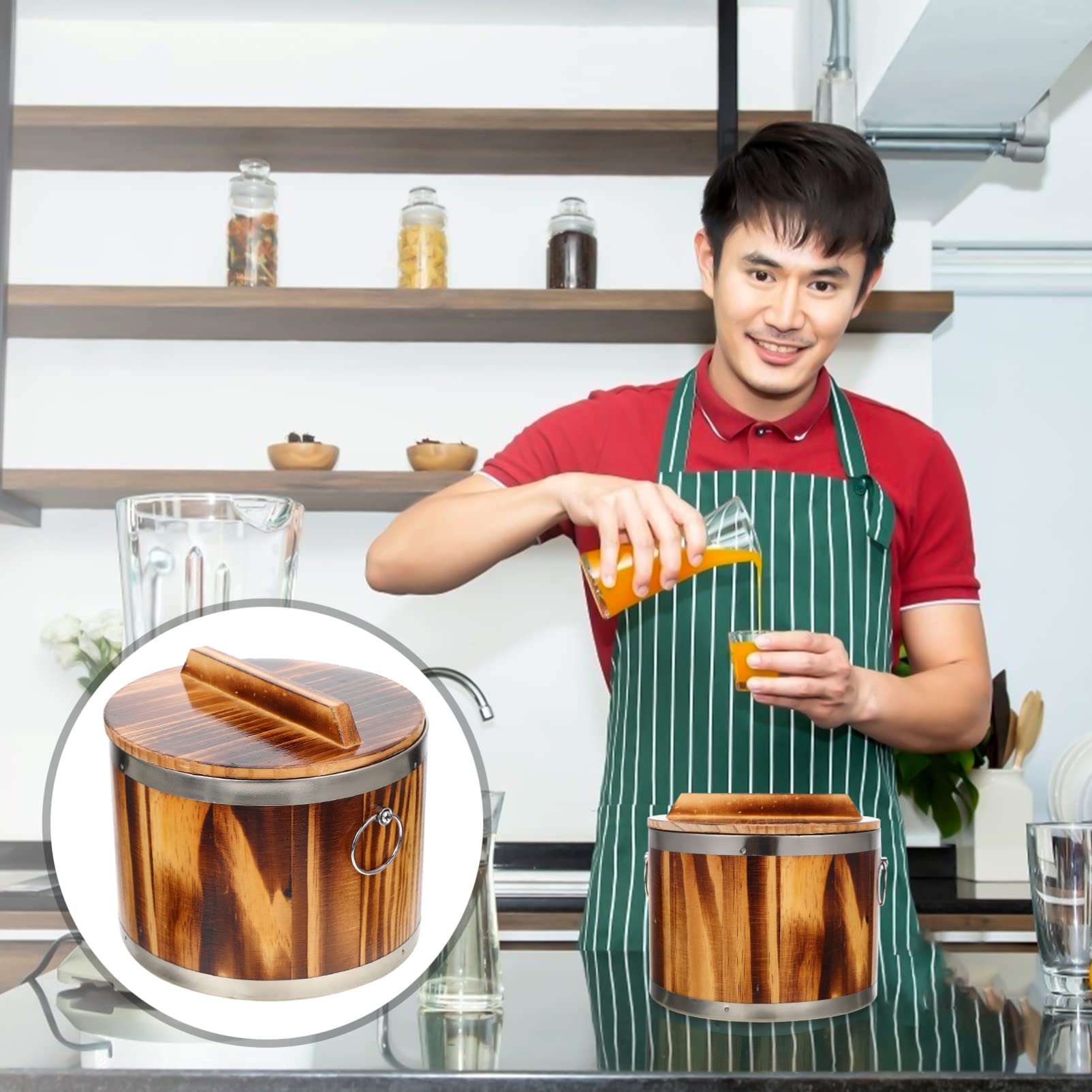 DOITOOL Rice Pot 1 Set Rice Cooker with Lid Rice Bucket Rice Steamer Cooker Wooden Rice Steamer Cooking Pot Steamer Pot for Restaurant Kitchen Cookware Dumpling Steamer Basket