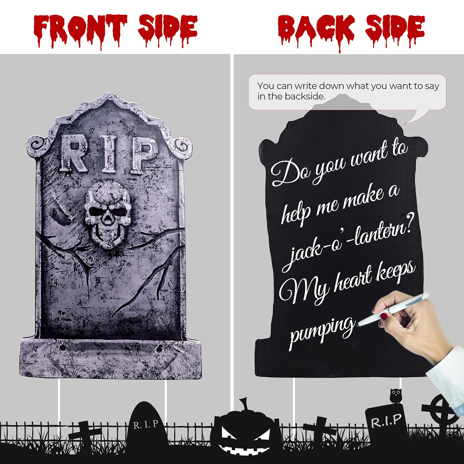 BEAUTLOHAS. Halloween RIP Graveyard Tombstones 6 Pack Yard Stake Signs for Halloween Decorations, Lawn Yard Decorations, Trick or Treating, Halloween Prop (Cross Six)