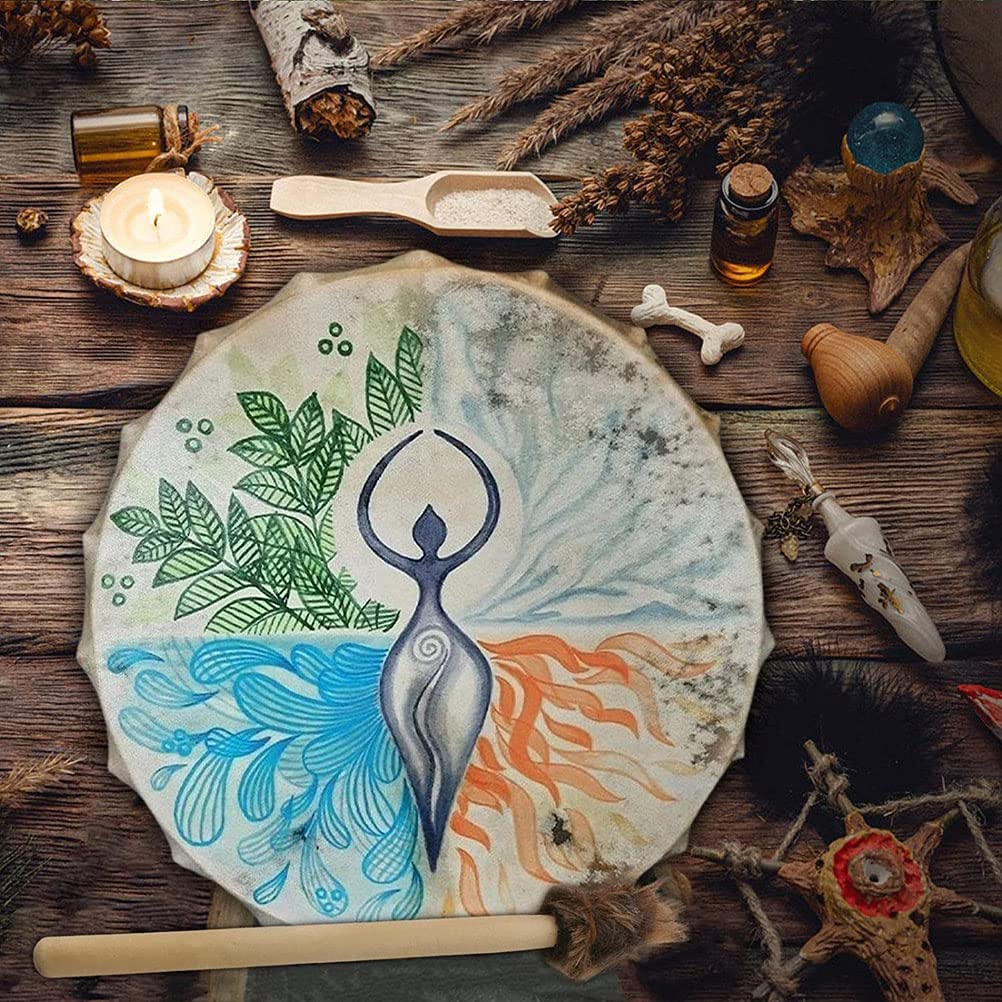 BTSEURY Shaman Drum Siberian Drum Spirit Music Handmade Shamanic Drum with Drum Stick Home Decor