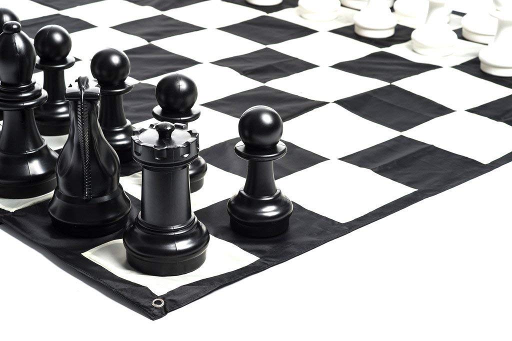 MegaChess Large Chess Pieces and Large Chess Mat - Black and White - Plastic - 12 inch King